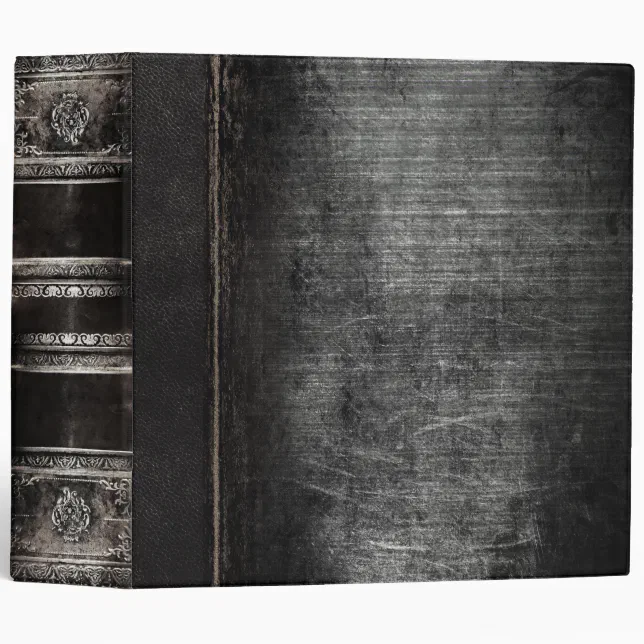 Rustic Antique Ancient Tome Faux Black Leather Binder | Zazzle