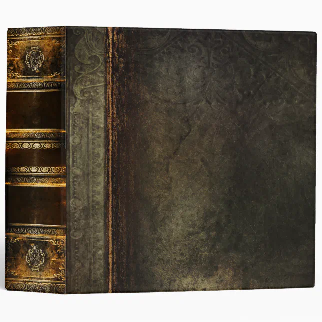 Rustic Antique Ancient Tome Faux Brown Leather 3 Ring Binder | Zazzle
