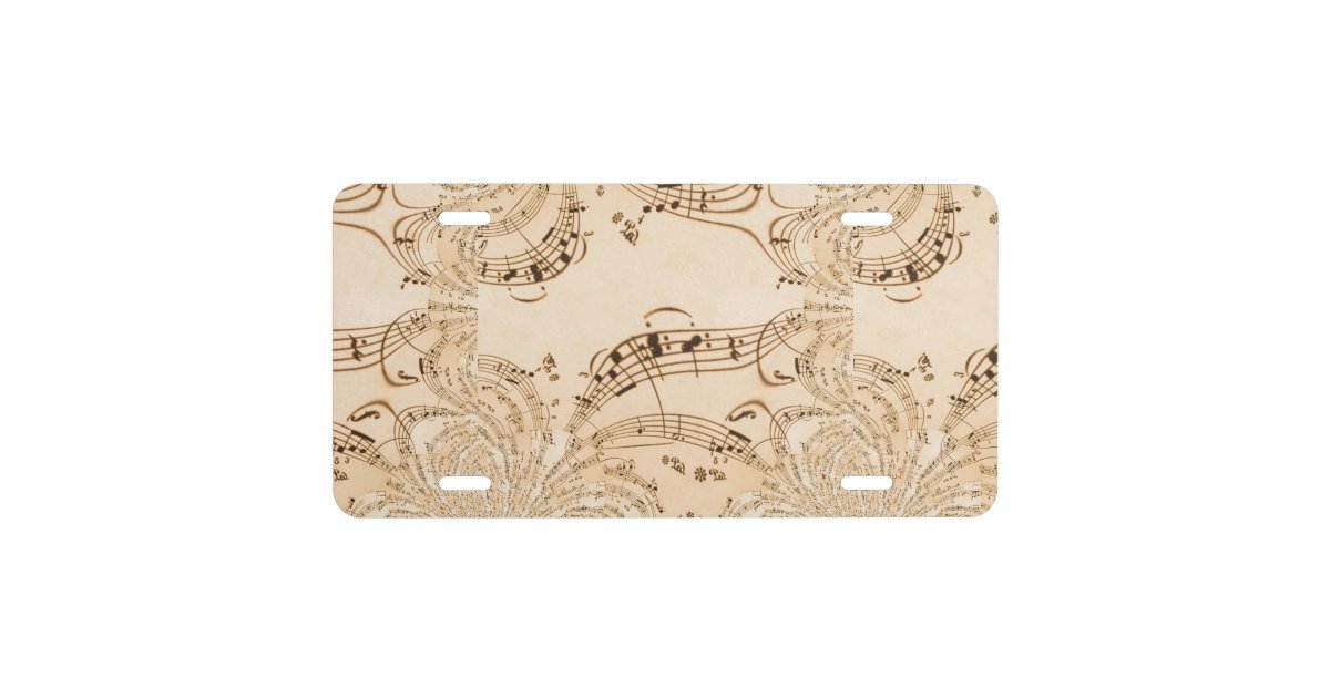 Rustic Antique Musical Notes License Plate | Zazzle