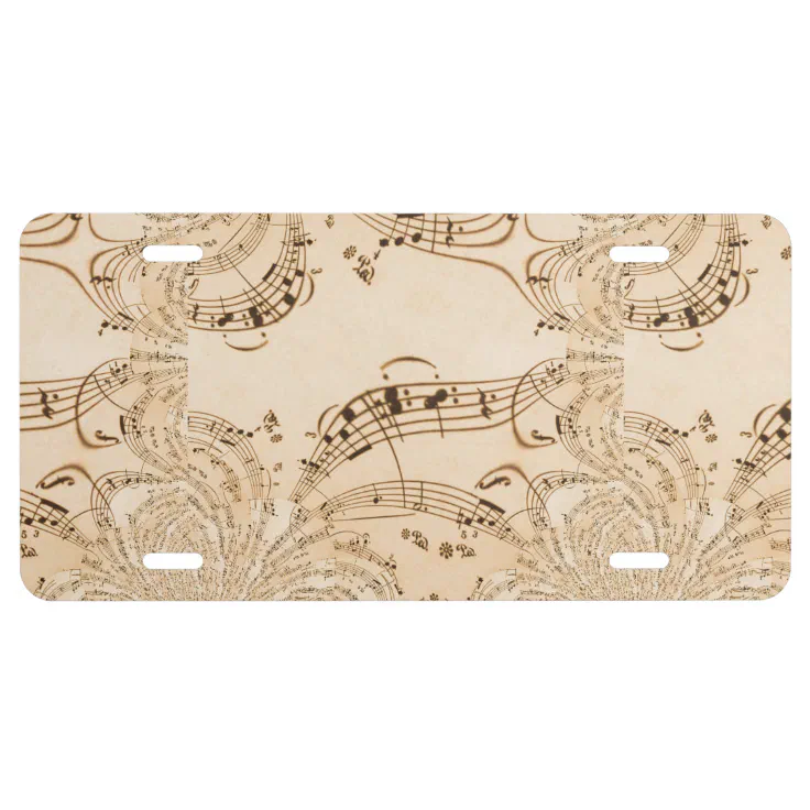 Rustic Antique Musical Notes License Plate | Zazzle