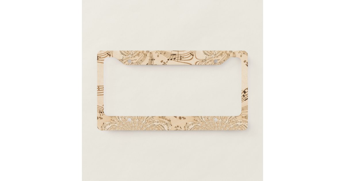 Rustic Antique Musical Notes License Plate Frame | Zazzle