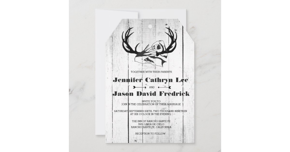 Rustic Antler Wedding Invitation | Zazzle