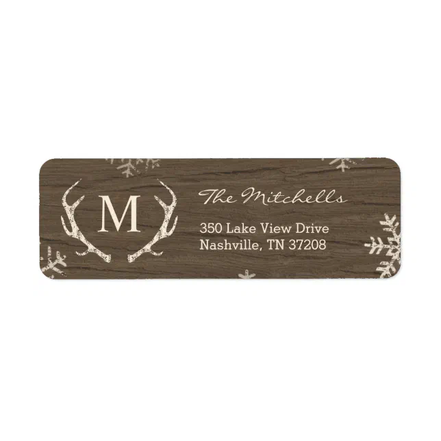 Rustic Antlers Holiday Return Address Labels | Zazzle
