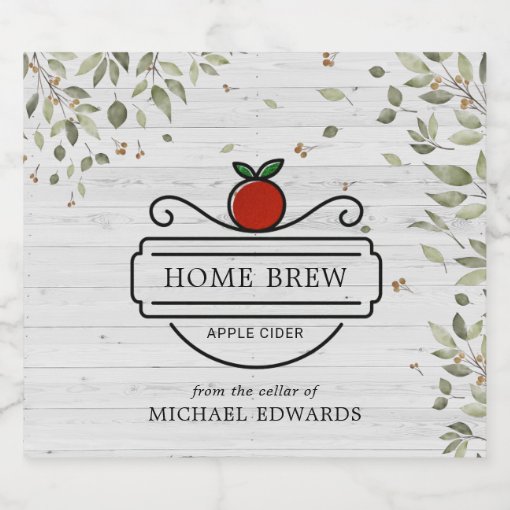 Rustic Apple Cider Personalized Bottle Label | Zazzle