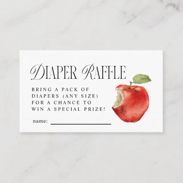 Rustic Apple Diaper Raffle Ticket Enclosure Card | Zazzle