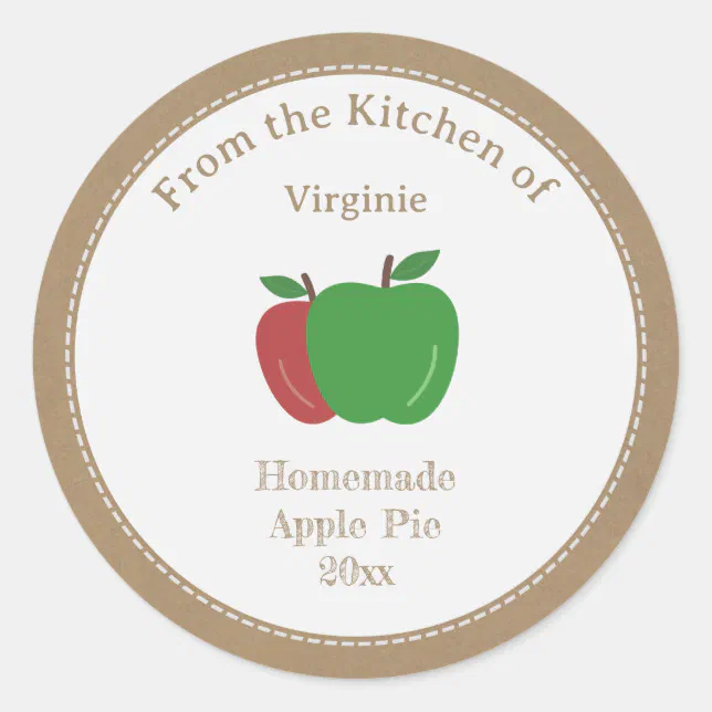 Rustic Apple Pie Label Sticker | Zazzle