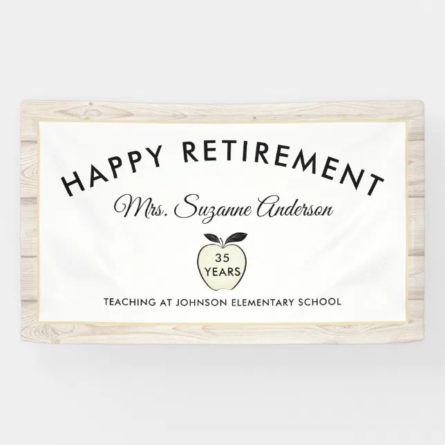 Rustic Apple Teacher Retirement Banner | Zazzle