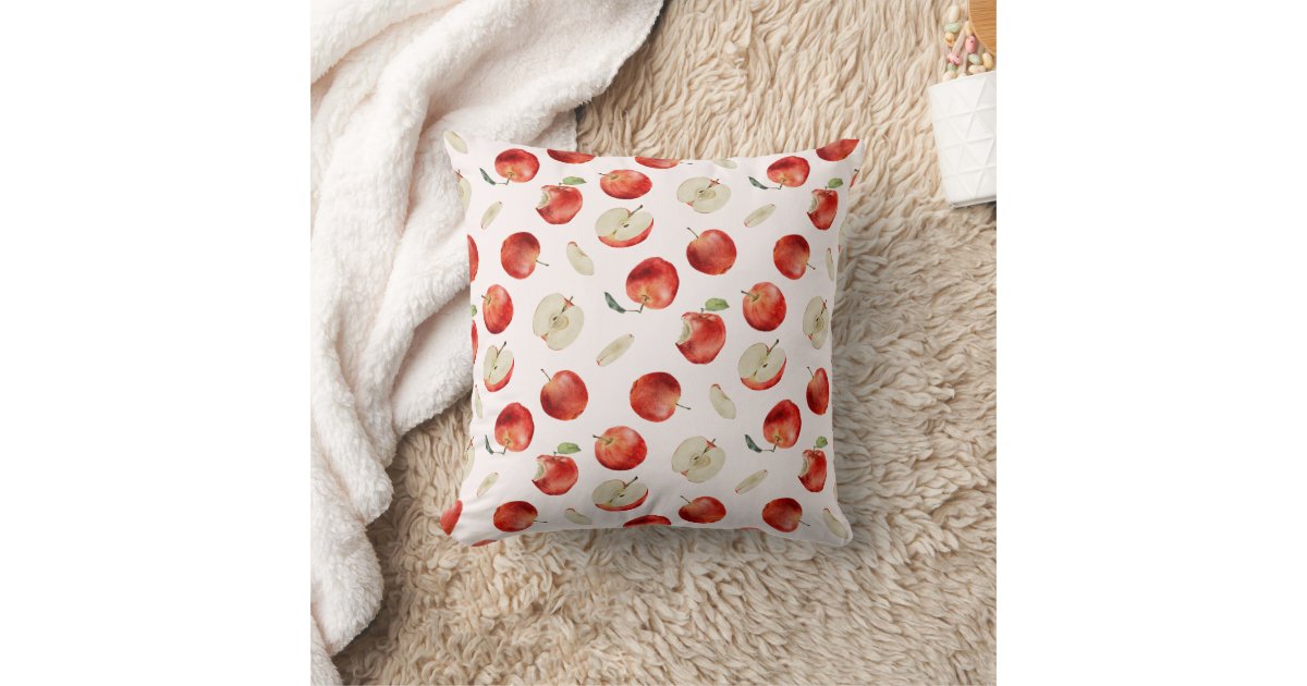 Rustic Apples Pattern Throw Pillow | Zazzle