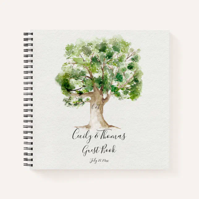 Rustic Arboretum Oak Tree Monogram Guest Book | Zazzle