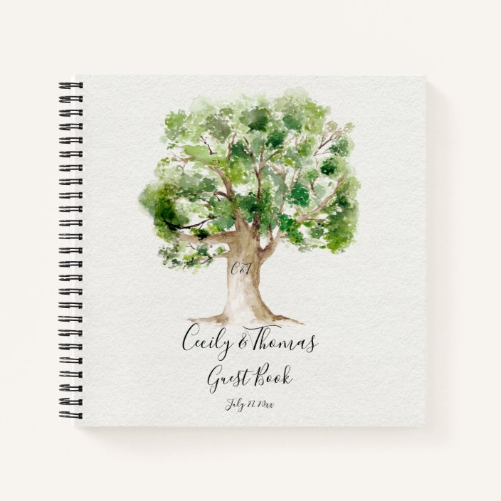 Rustic Arboretum Oak Tree Monogram Guest Book | Zazzle.com