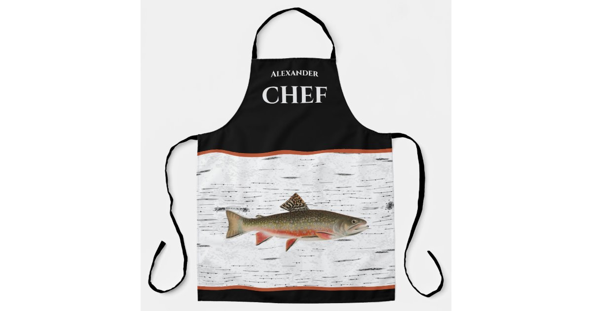 Rustic Aspen Bark Trout fisherman Lake House Apron | Zazzle
