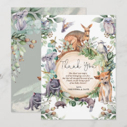 Rustic Australian Animals Wildlife Native Greenery Thank You Card | Zazzle