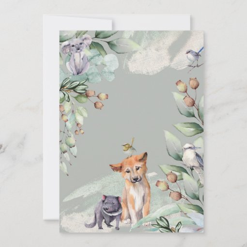Rustic Australian Animals Wildlife Native Greenery Thank You Card | Zazzle