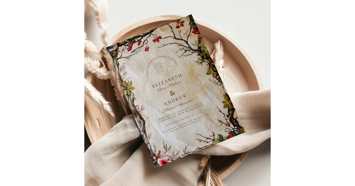 Rustic Autumn Berry Wedding Invitation | Zazzle