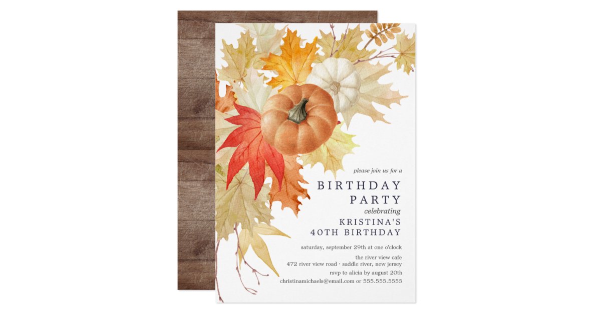 Rustic Autumn Birthday Invitation | Zazzle.com