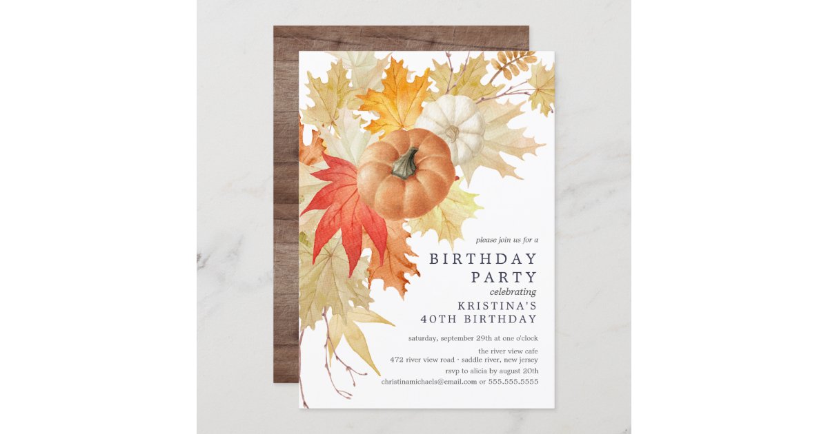 Rustic Autumn Birthday Invitation | Zazzle