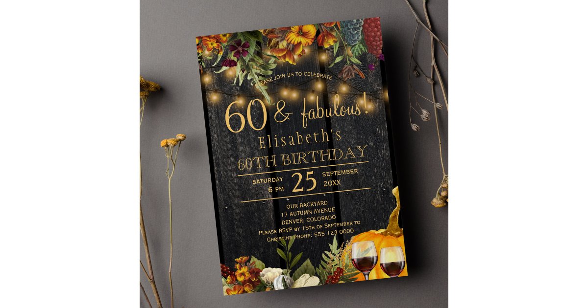Rustic autumn fall any age milestone birthday invitation | Zazzle