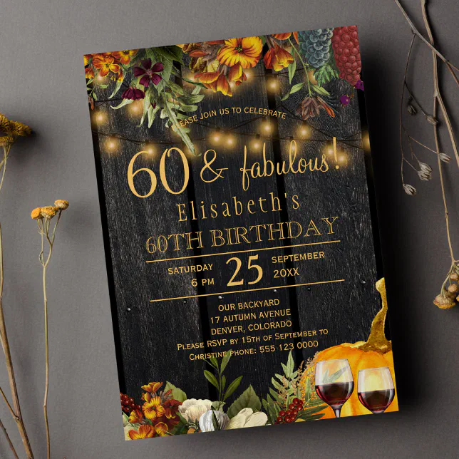 Rustic autumn fall any age milestone birthday invitation | Zazzle