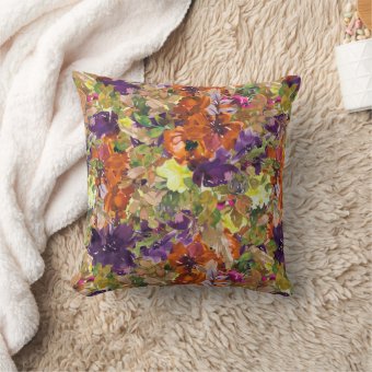 Rustic Autumn Fall Floral Pattern Throw Pillow | Zazzle