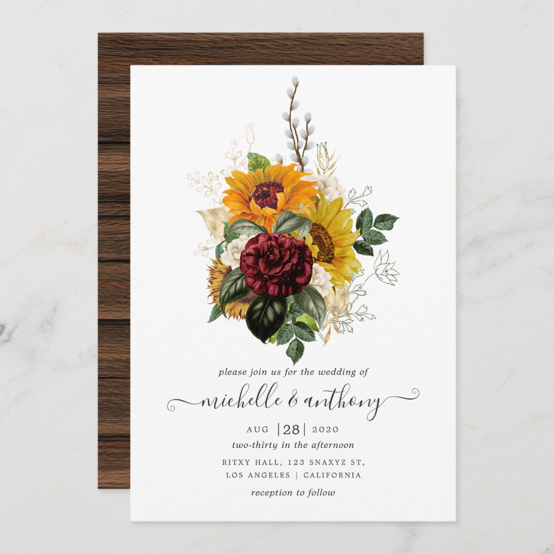 Rustic Autumn - Fall Floral Wedding Invitation | Zazzle
