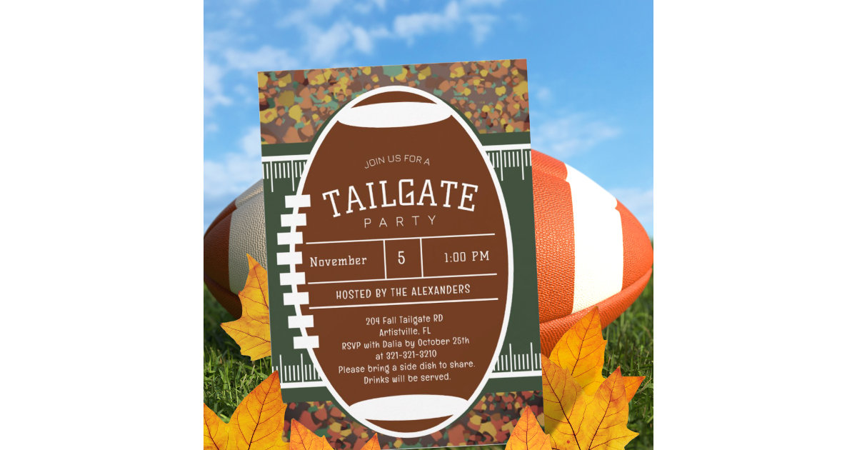 Rustic Autumn Fall Football Tailgate Party Invitation | Zazzle