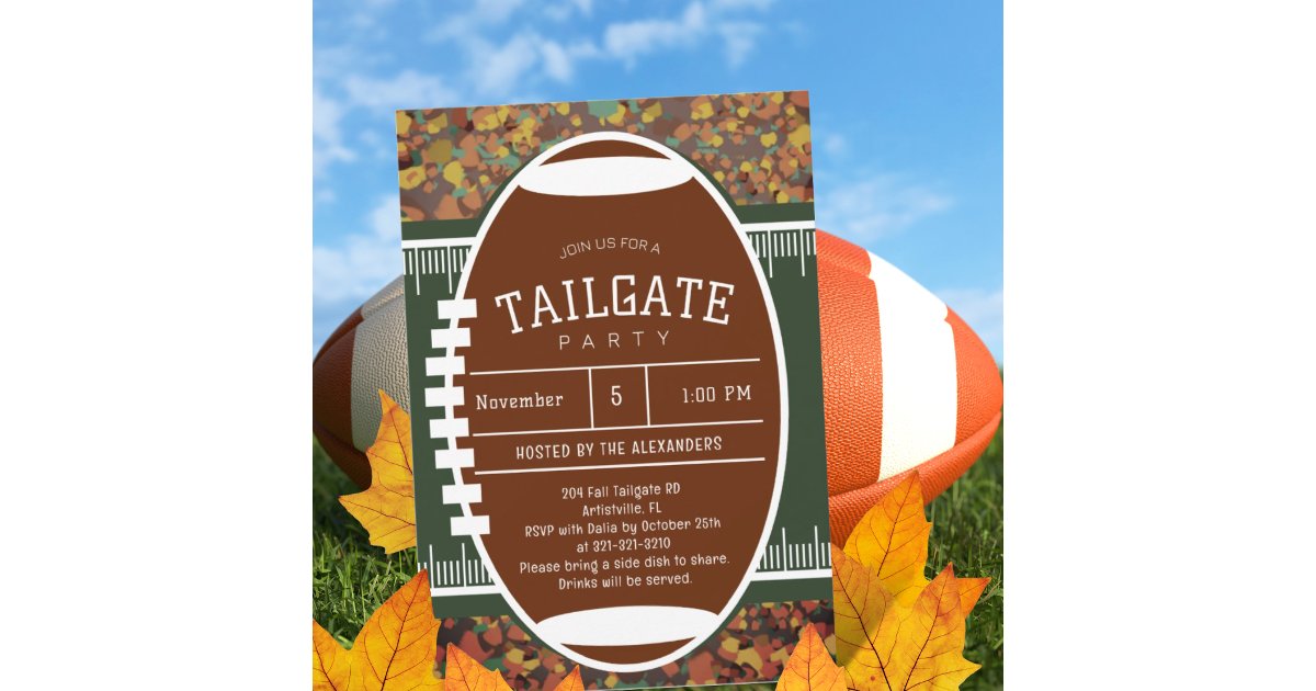 Rustic Autumn Fall Football Tailgate Party Invitation | Zazzle