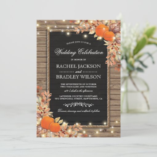 Rustic Autumn Fall Invites | Wood Barn Wedding | Zazzle