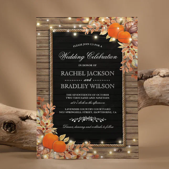 Rustic Autumn Fall Invites | Wood Barn Wedding | Zazzle