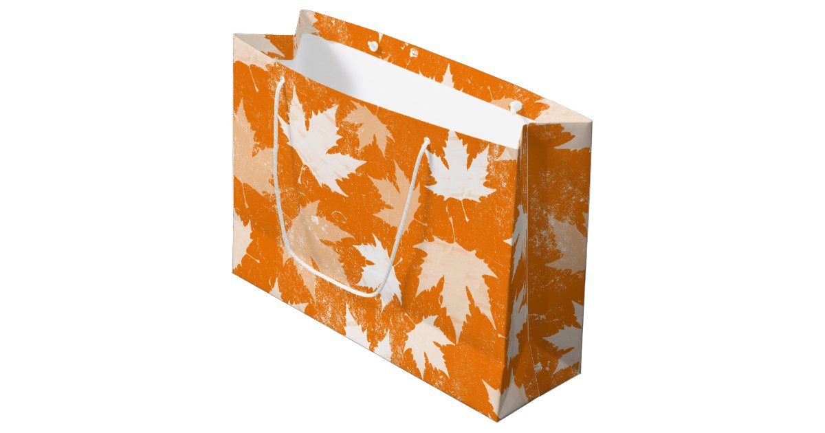 Rustic Autumn Fall Leaves Pattern Large Gift Bag | Zazzle