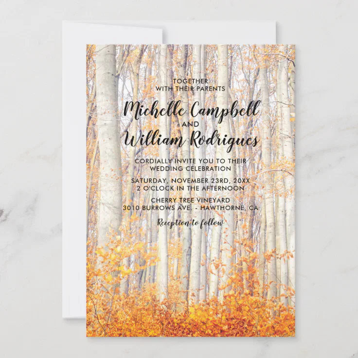 Rustic Autumn Fall Leaves Wedding Invitation | Zazzle