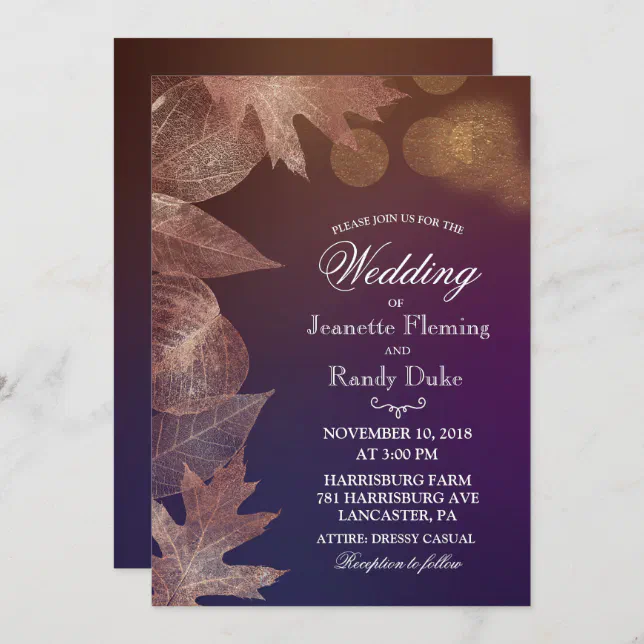 Rustic Autumn Fall Leaves Wedding Invitation | Zazzle