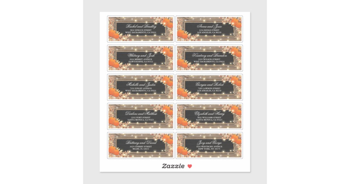 Rustic Autumn Fall Name and Address Wedding Label | Zazzle
