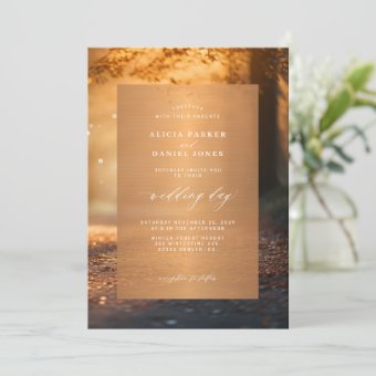 Rustic autumn fall tree lights wedding invitation | Zazzle