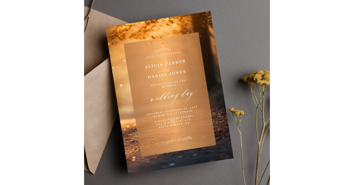 Rustic autumn fall tree lights wedding invitation | Zazzle