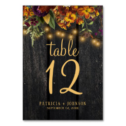 Rustic autumn fall wood wedding table number | Zazzle