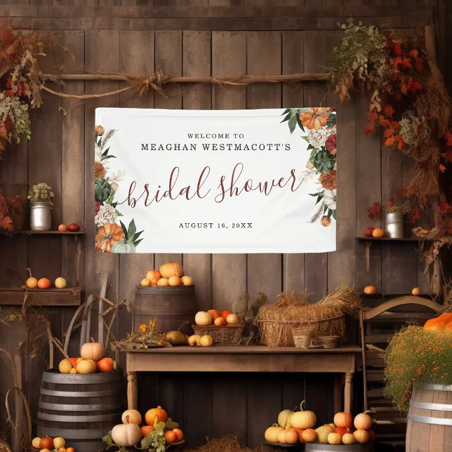 Rustic Autumn Floral | Bridal Shower Welcome Banner | Zazzle
