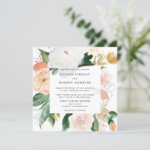 Rustic Autumn Floral Watercolor Wedding Invitation | Zazzle