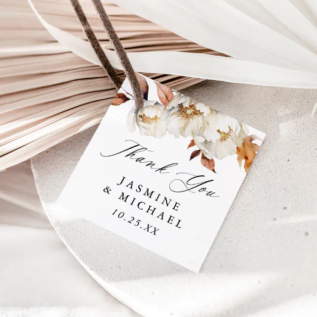 Rustic Autumn Floral Wedding Favor Tags | Zazzle