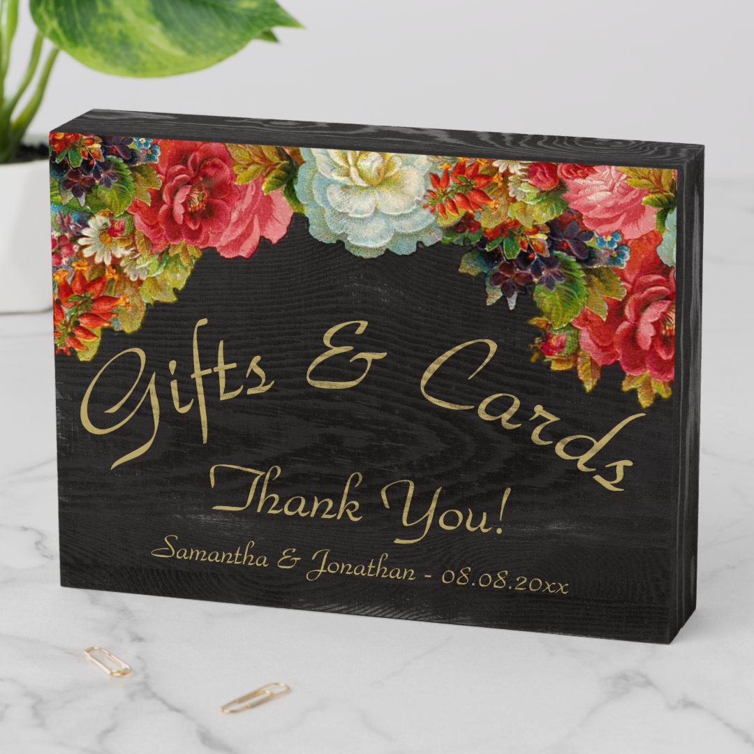 Rustic Autumn Floral Wedding Gifts & Cards Wooden Box Sign | Zazzle