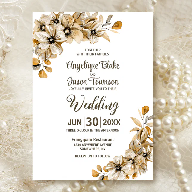 Rustic Autumn Floral Wedding Invitation | Zazzle
