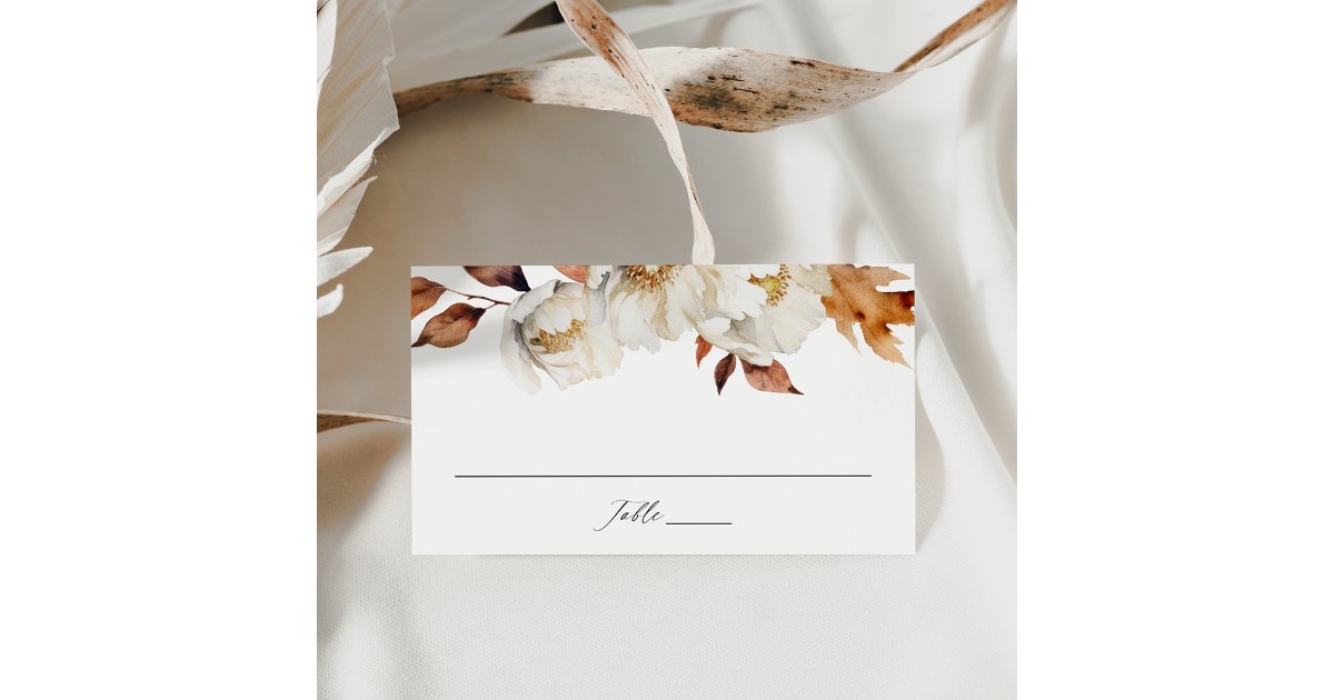 Rustic Autumn Floral Wedding Place Card | Zazzle