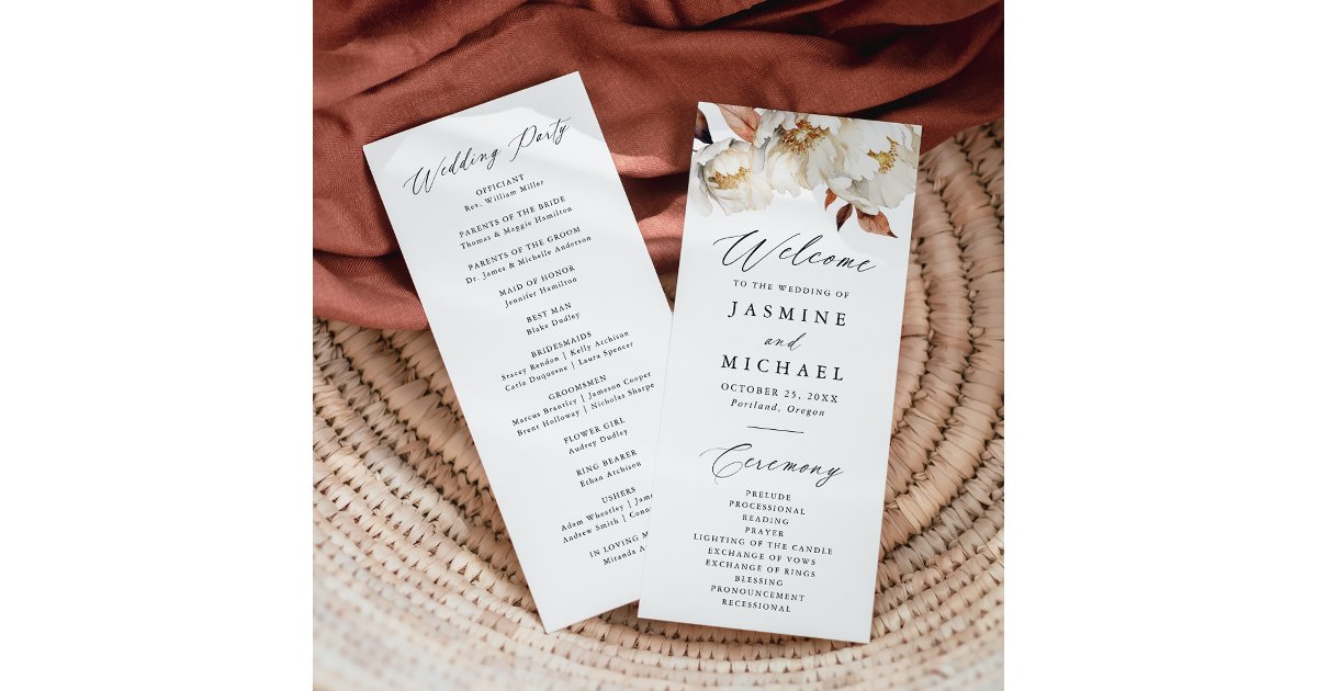 Rustic Autumn Floral Wedding Program | Zazzle