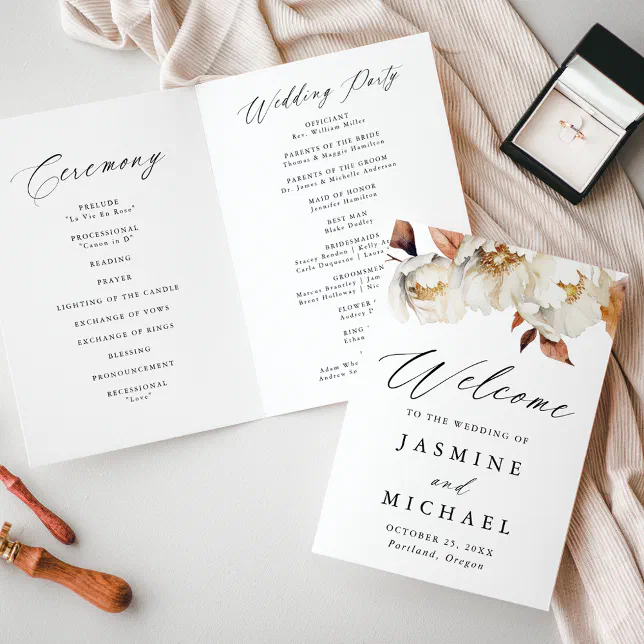 Rustic Autumn Floral Wedding Program | Zazzle