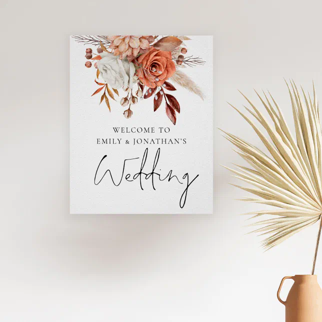 Rustic Autumn Florals Welcome to Wedding Poster | Zazzle