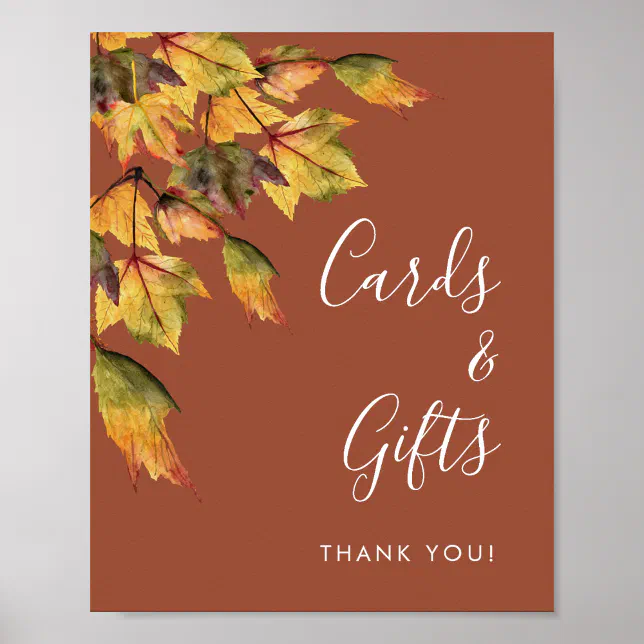 Rustic Autumn Foliage Fall Wedding Cards & Gifts Poster | Zazzle