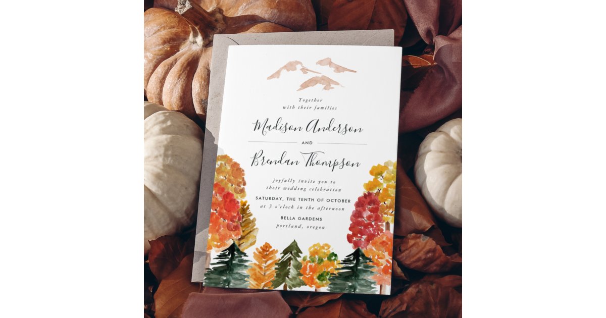 Rustic Autumn Forest Fall Wedding Invitation | Zazzle