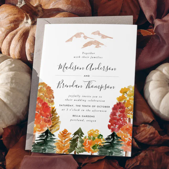 Rustic Autumn Forest Fall Wedding Invitation | Zazzle