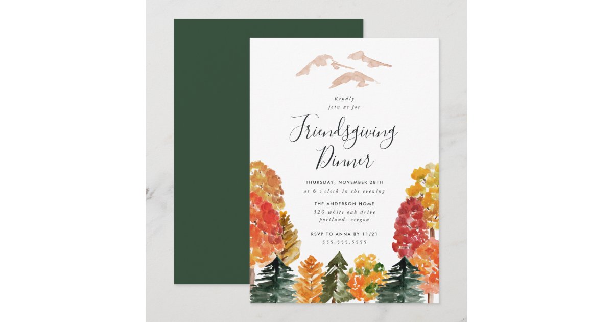 Rustic Autumn Forest Friendsgiving Dinner Invitation | Zazzle.com