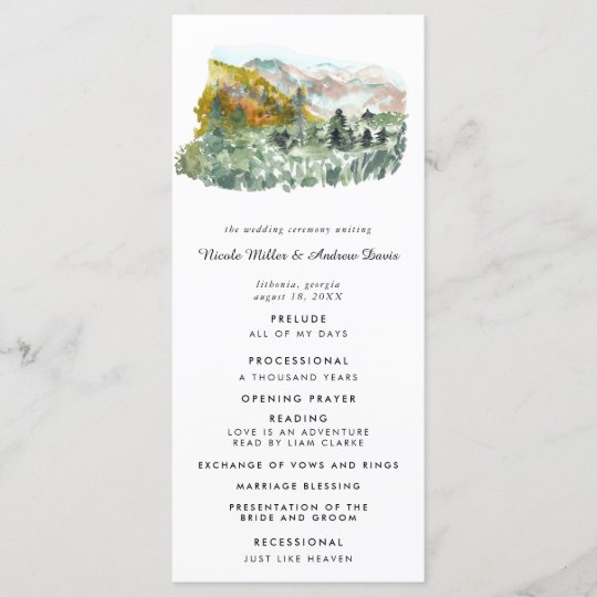 Rustic Autumn Forest Wedding Ceremony Program | Zazzle.com