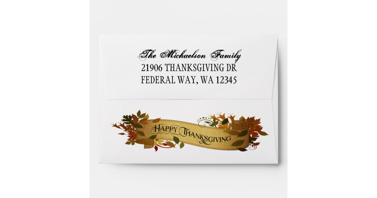 Rustic Autumn Gold Happy Thanksgiving Envelope | Zazzle
